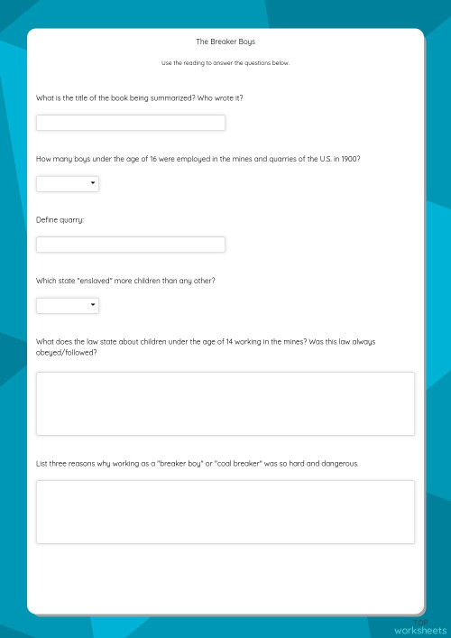The Breaker Boys. Interactive worksheet | TopWorksheets