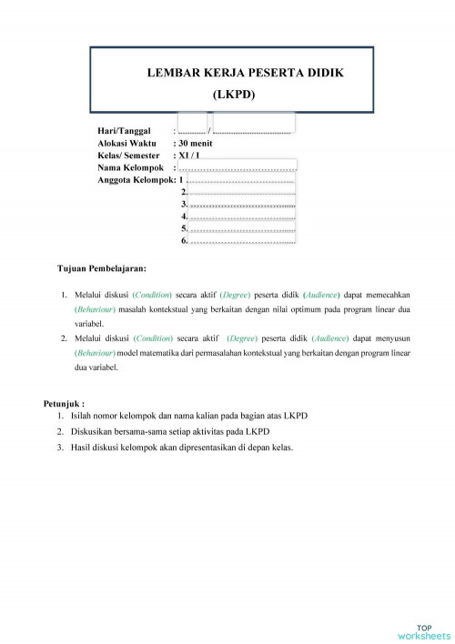 LKPD PROGLIN. Interactive worksheet | TopWorksheets