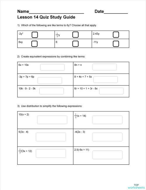 Lesson 14 Study Guide. Interactive worksheet | TopWorksheets
