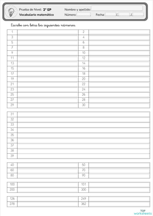 Vocabulario matemático. Ficha interactiva | TopWorksheets