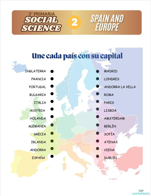 EUROPE AND SPAIN. Interactive worksheet | TopWorksheets
