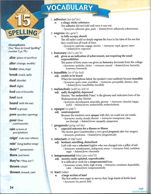 List 15: Pg 34-35. Interactive worksheet | TopWorksheets