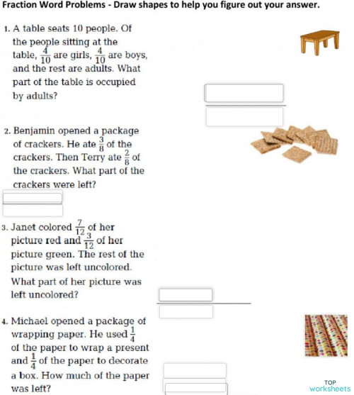 Fractions problems. Interactive worksheet | TopWorksheets