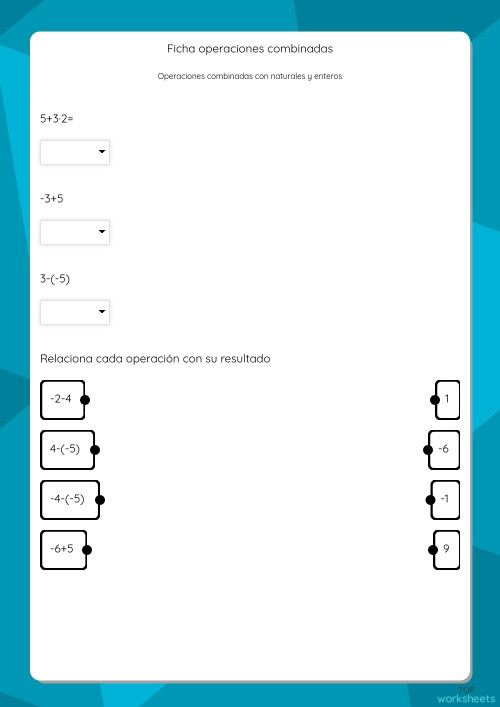 Ficha operaciones combinadas. Ficha interactiva | TopWorksheets