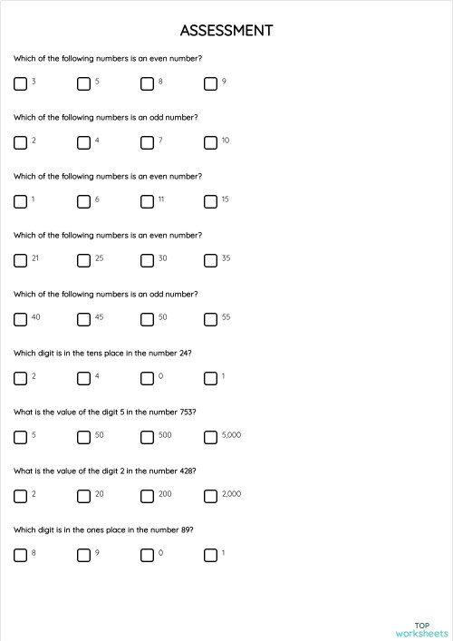 ASSESSMENT. Interactive worksheet | TopWorksheets