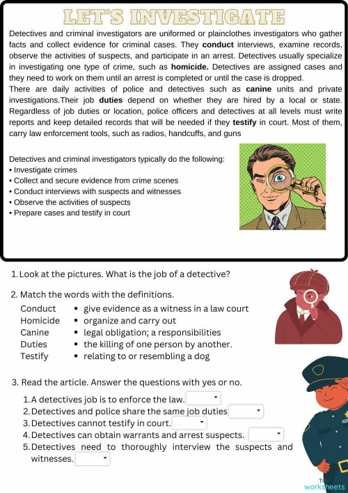 Investigation. Interactive worksheet | TopWorksheets