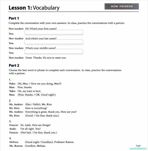 Speak now! - Lesson 1. Interactive worksheet | TopWorksheets