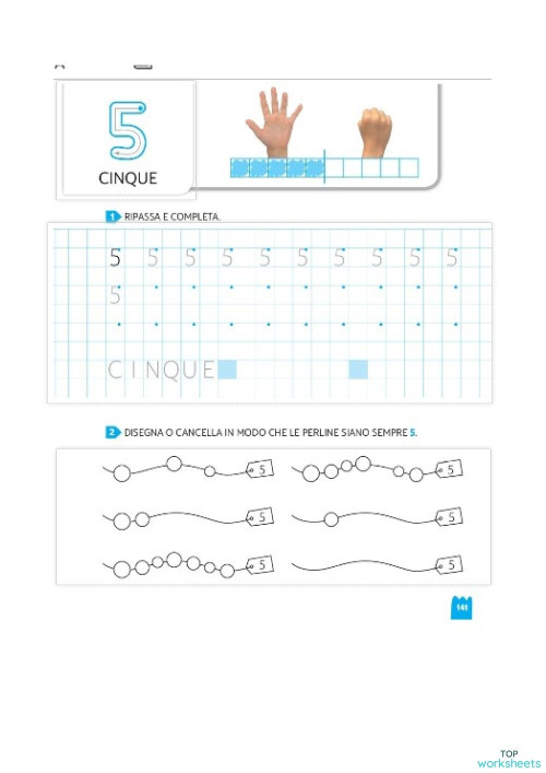 SCRIVI IL NUMERO 5. Scheda interattiva | TopWorksheets