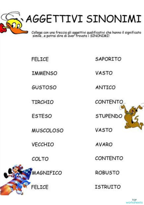 AGGETTIVI 11 CANCELLA L'INTRUSO CON UNA X. Interactive worksheet ...