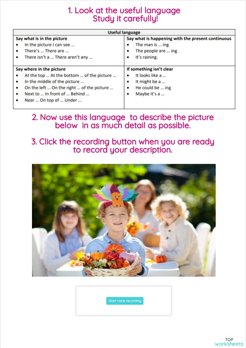 Thanksgiving - Speaking Practice. Interactive worksheet | TopWorksheets