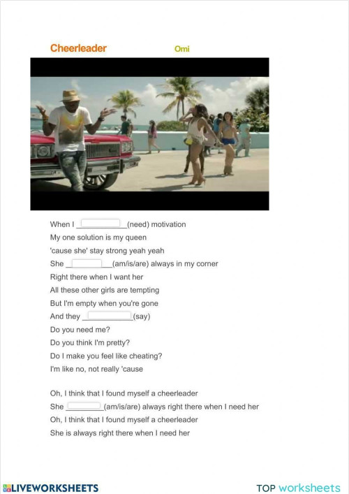 OMI - Cheerleader. Interactive worksheet | TopWorksheets