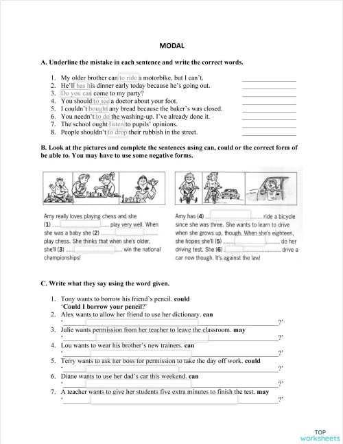 Modal verb 1. Interactive worksheet | TopWorksheets