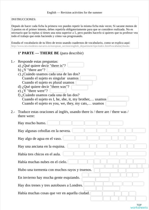 Traducción: fichas interactivas y ejercicios online | TopWorksheets