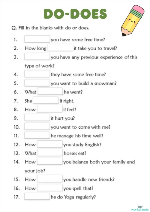 FORM QUESTIONS/ SHORT ANSWERS DO-DOES. Interactive worksheet ...