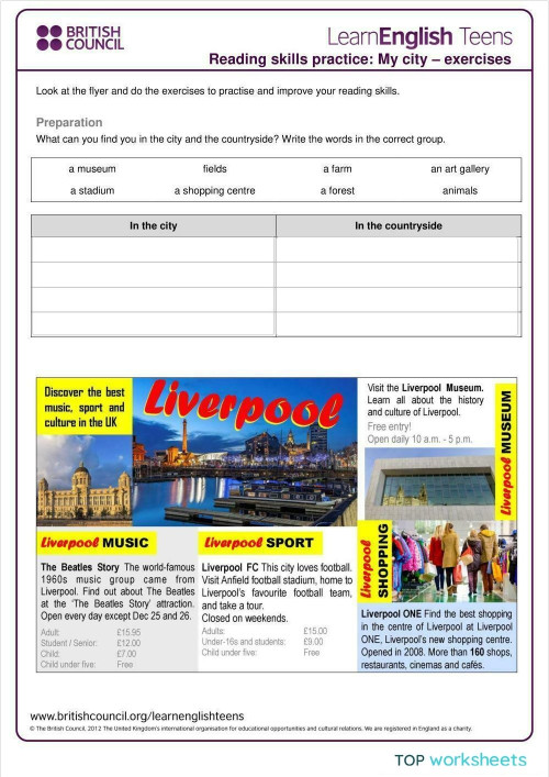 My City Reading. Interactive worksheet | TopWorksheets