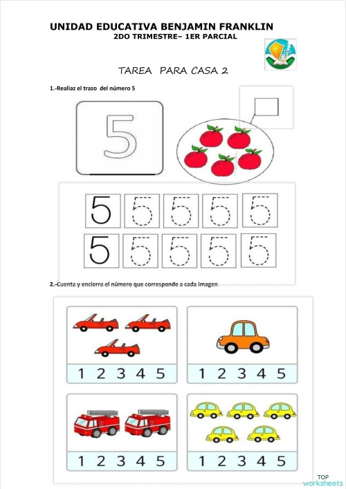 NÚMEROS DEL 1 AL 5: fichas interactivas y ejercicios online | TopWorksheets