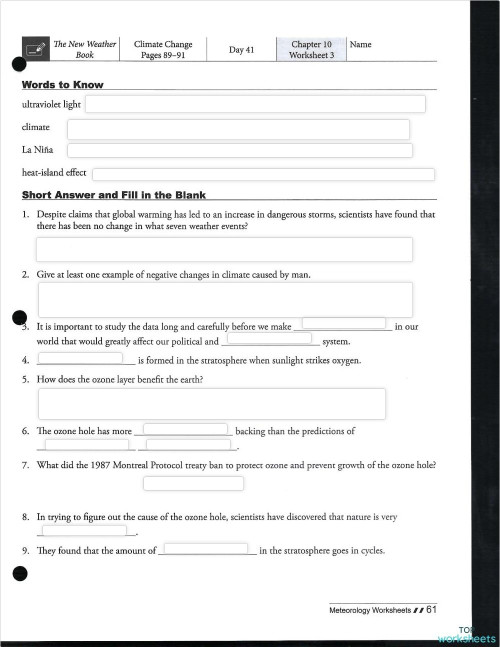 Chapter 10: Climate Change Worksheet 3. Interactive worksheet ...