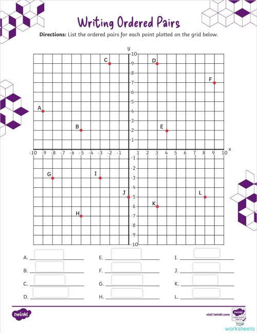 ordered pairs. Interactive worksheet | TopWorksheets