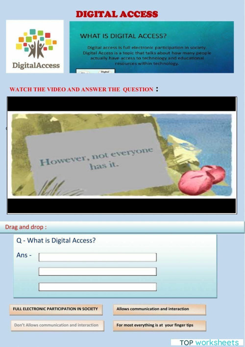 Digital access. Interactive worksheet | TopWorksheets
