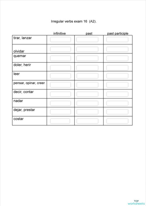 irregular verbs: interactive worksheets and online exercises ...