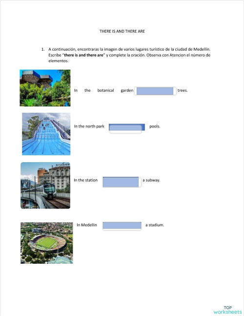 WORKSHEETS -THERE IS AND THERE ARE. Interactive worksheet | TopWorksheets