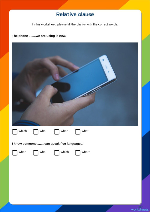 Relative Clause Interactive Worksheet Topworksheets 7536