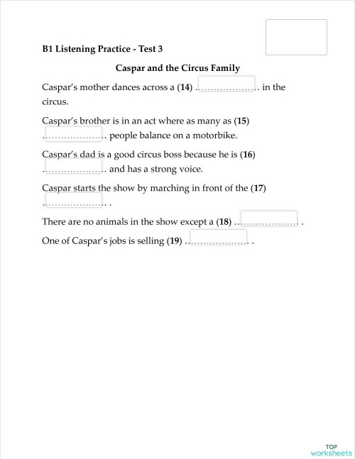 B1 Listening Practice Test 3 Interactive Worksheet Topworksheets