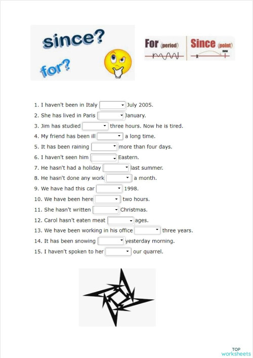 For * since?. Interactive worksheet | TopWorksheets
