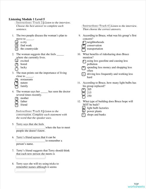 Listening module 1. Interactive worksheet | TopWorksheets