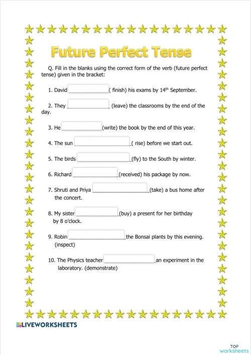 future perfect. Interactive worksheet | TopWorksheets