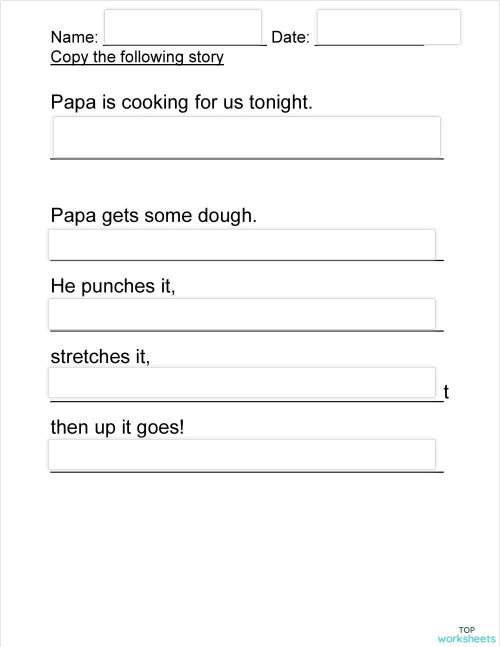 Type story - What is Papa cooking. Interactive worksheet | TopWorksheets