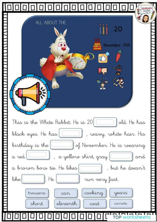 THE WHITE RABBIT DESCRIPTION. Interactive worksheet | TopWorksheets
