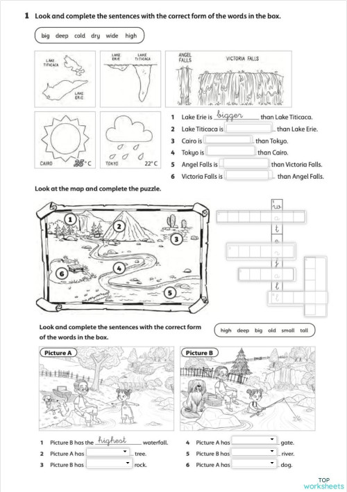 Unit 2 vocabulary, comparatives and superlatives. Interactive worksheet | TopWorksheets