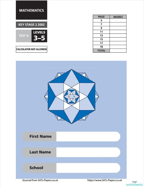SAT_MATH_2002_Test A_Part 1. Interactive worksheet | TopWorksheets