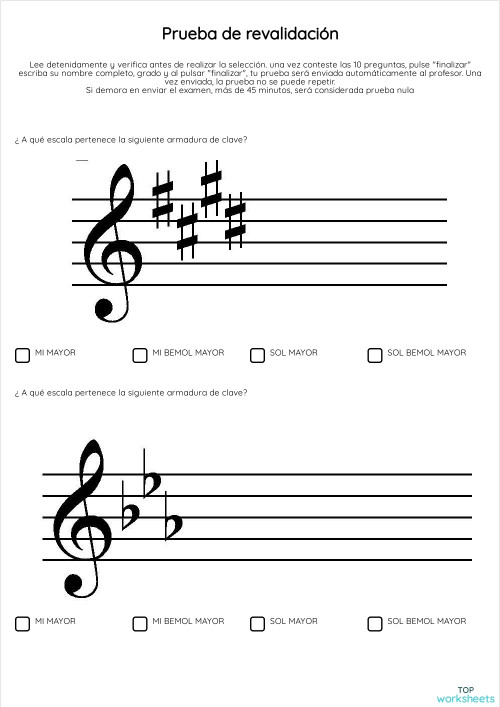 Música: fichas interactivas y ejercicios online | TopWorksheets