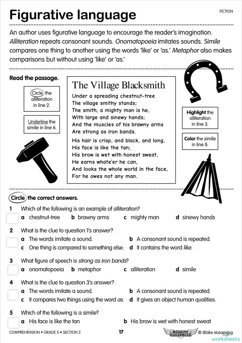 Reading-Figurative Language. Interactive worksheet | TopWorksheets