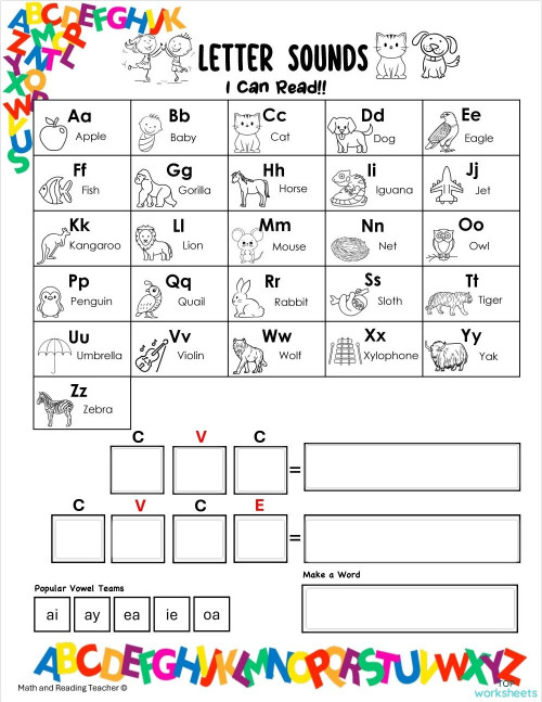 I Can Read - Letter Sounds (Copied). Interactive worksheet | TopWorksheets