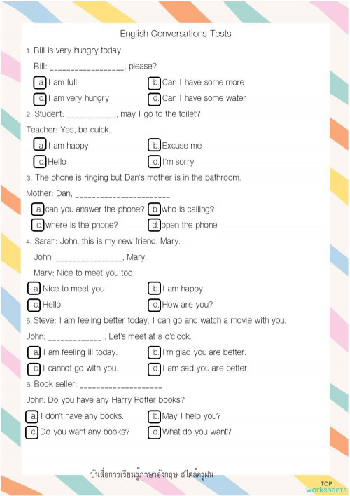 Conversation Test 30. Interactive worksheet | TopWorksheets