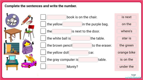 Prepositions of place. Interactive worksheet | TopWorksheets