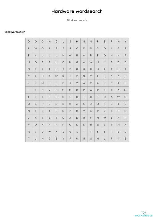 Hardware wordsearch. Interactive worksheet | TopWorksheets