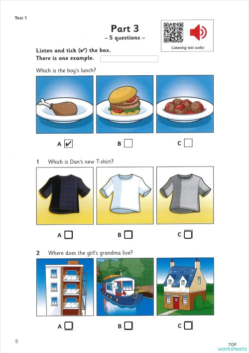 2022 Starters 4. Test 3. P1,2 (L). Interactive worksheet | TopWorksheets