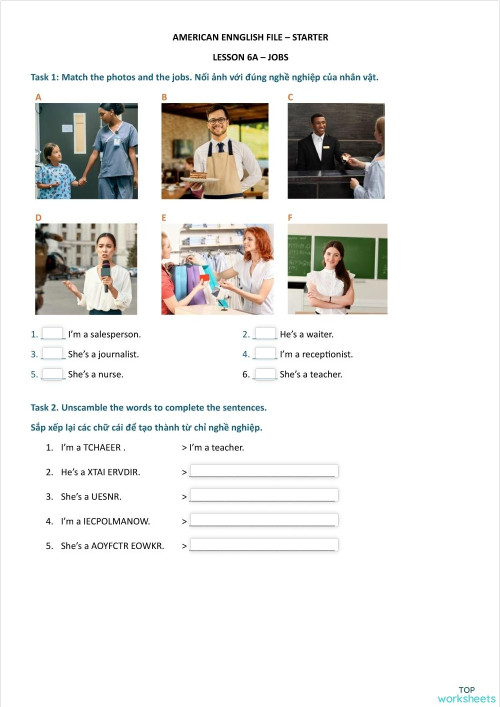 AEF Starter - 6A - Vocab. Interactive worksheet | TopWorksheets