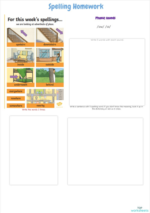 Spellings 3A4, Phonics and HFW. Interactive worksheet | TopWorksheets