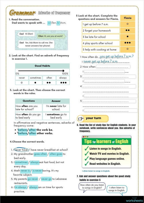II .4 Grammar Adverb of frequency. 3rd. Interactive worksheet ...