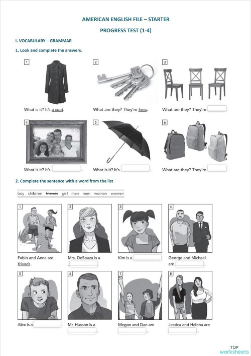 AEF Starter - Test 1-4. Interactive worksheet | TopWorksheets