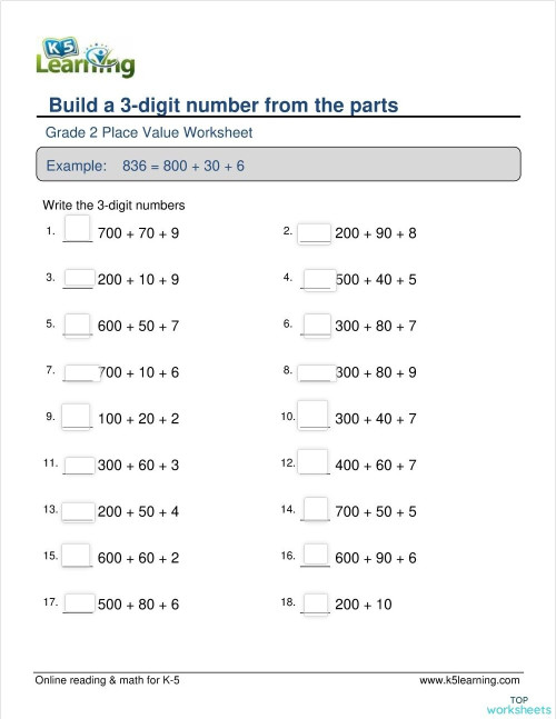 Grade 3 Place Value. Interactive worksheet | TopWorksheets