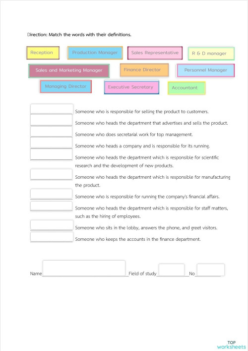 Occupation Vocabulary. Interactive worksheet | TopWorksheets
