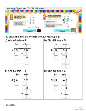 DIVISION OF TIMES. Interactive worksheet | TopWorksheets