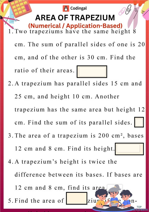 M_G07M15L51_WE02_AREA OF TRAPEZIUM. Interactive worksheet | TopWorksheets