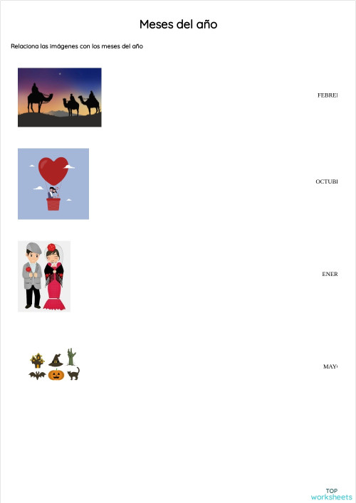 Meses del año. Ficha interactiva | TopWorksheets